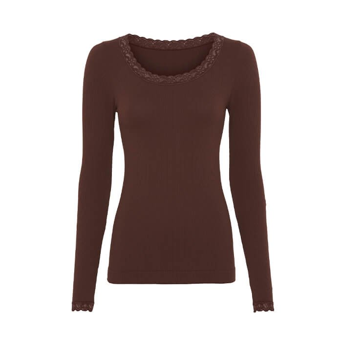 Frida rib top long sleeve Tim & Simonsen, cioccolato bruun-bruun
